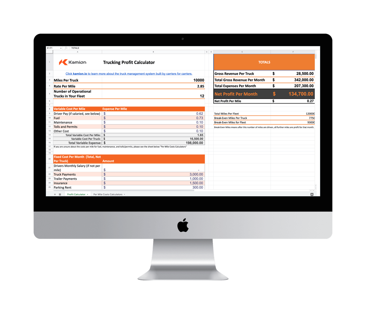 Download the Free Trucking Profit Calculator by Kamion